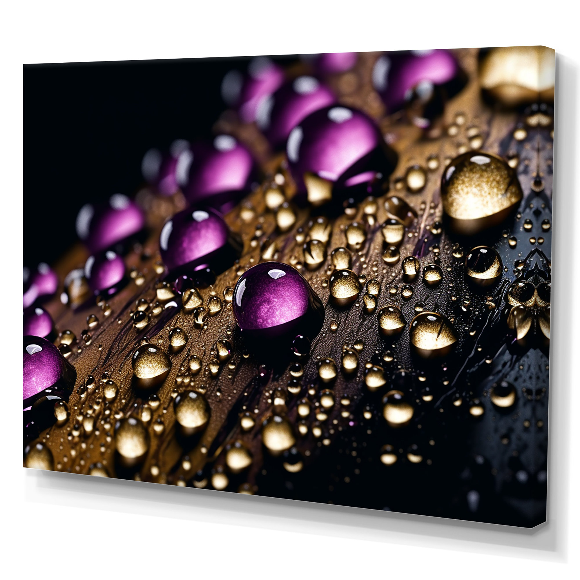 Latitude Run® Purple Rose With Raindrops II Framed On Canvas Print | Wayfair